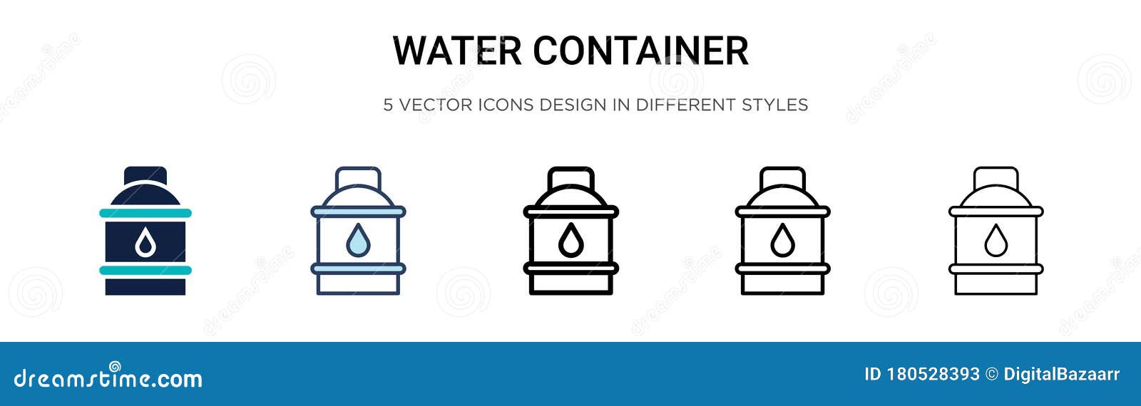 Water Container Icon in Filled, Thin Line, Outline and Stroke Style ...