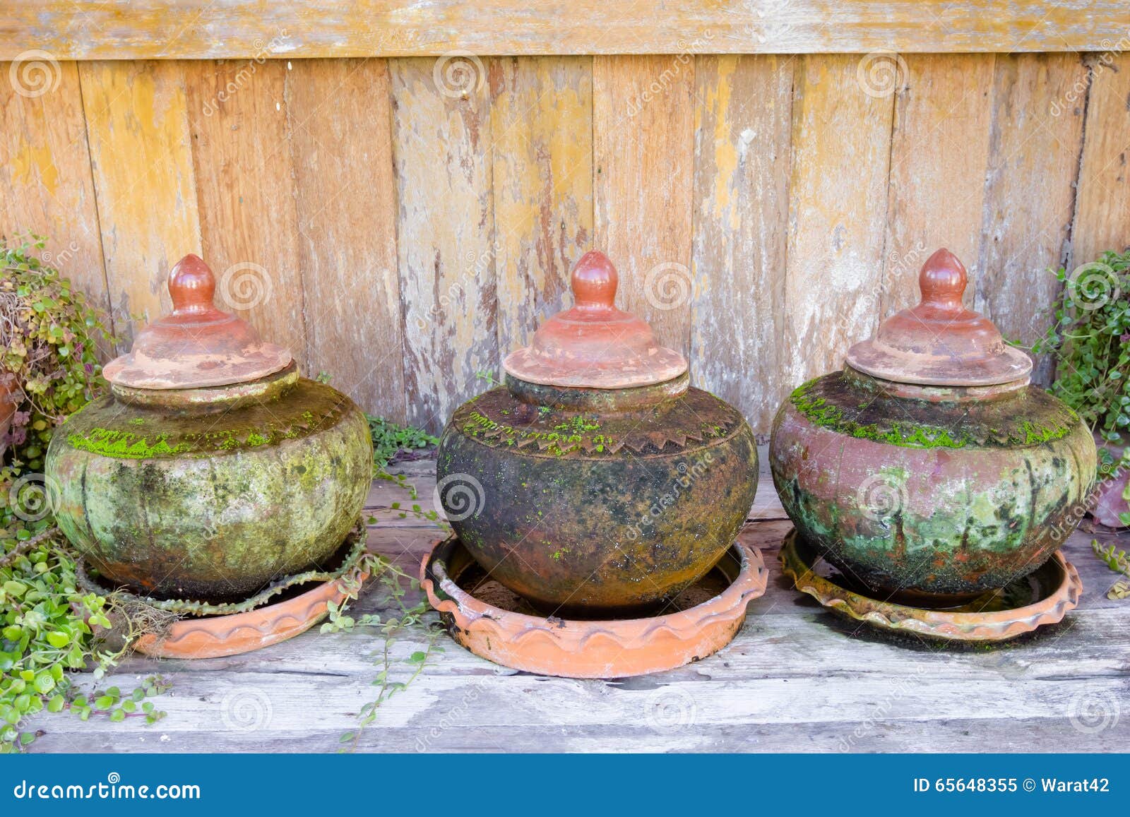 Water Container Jars of the Ancient Thai Stock Image - Image of close ...
