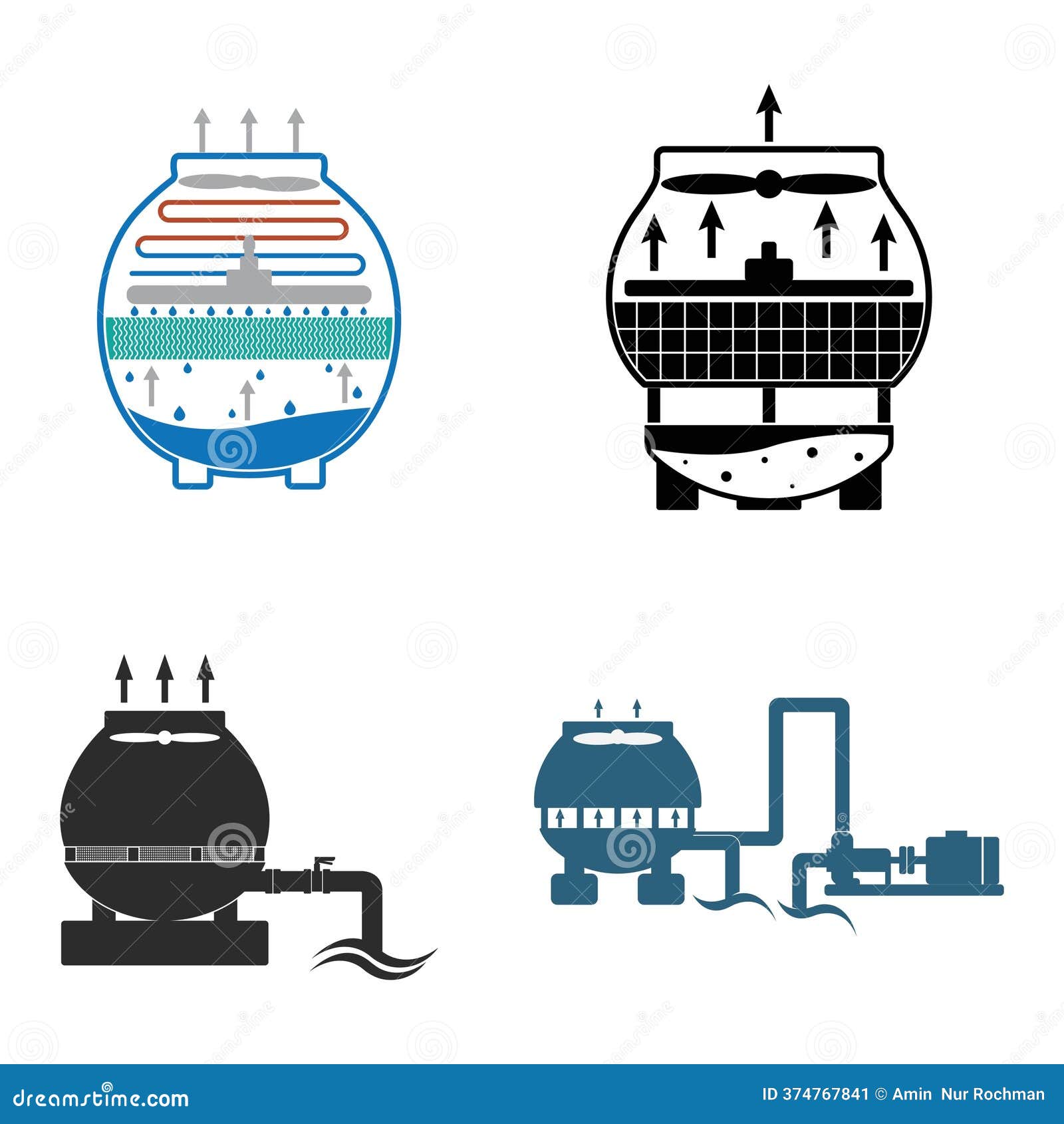 Water Cooling System Line Icon. Cooler Fans With Liquid In Radiator ...