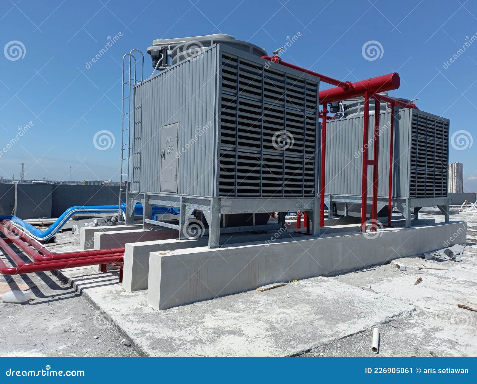 Water Cooling Tower System Industries Stock Image - Image of tower ...