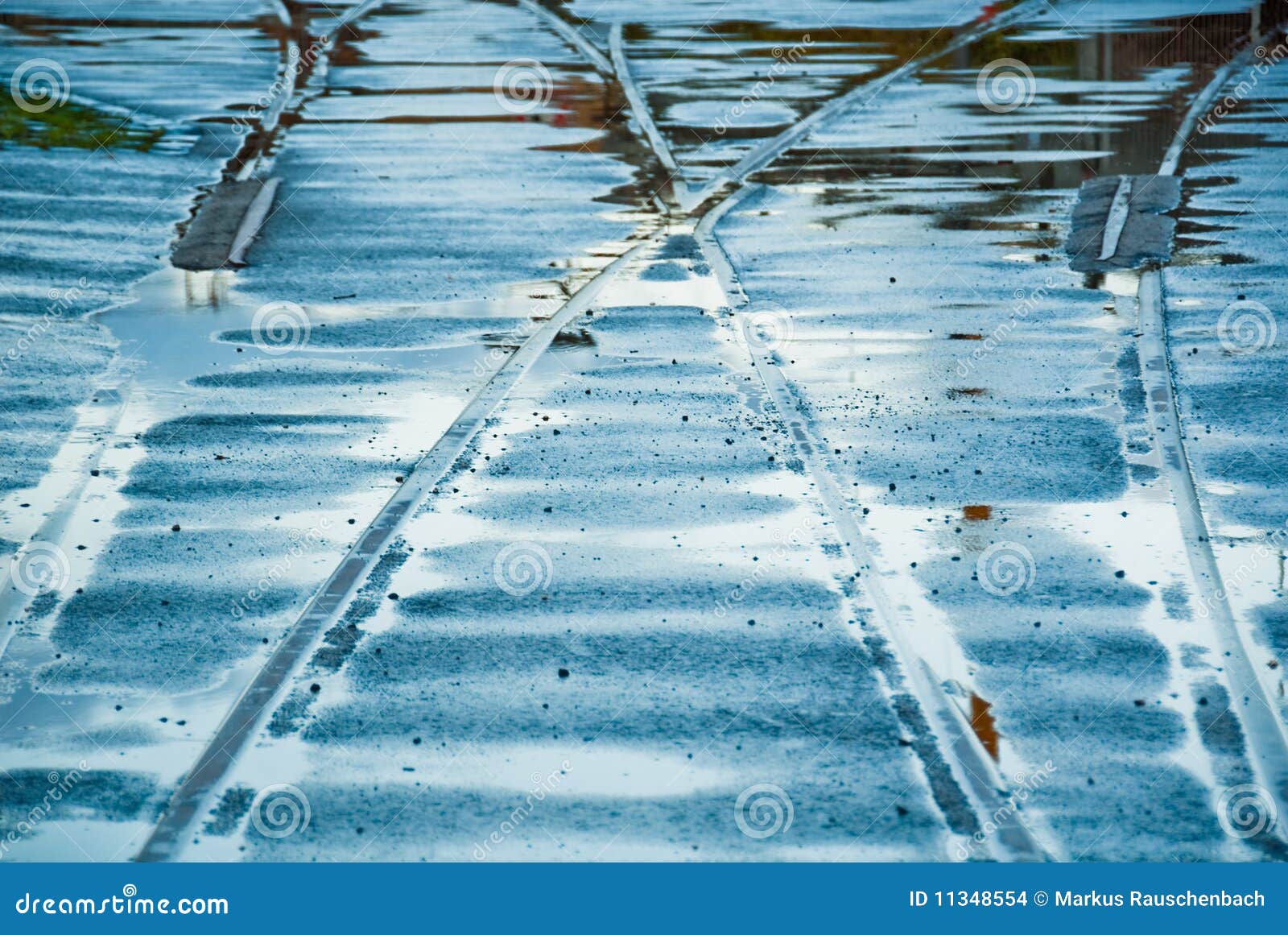 Water Covered Railway Tracks Stock Photo - Image of distance, transport ...