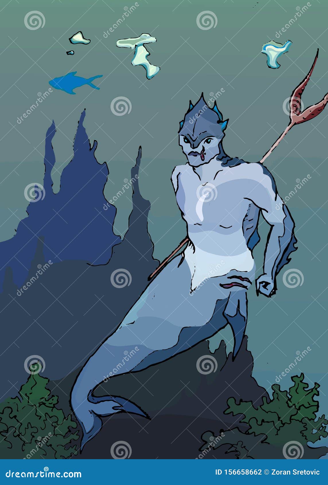 Water Creatures a Water Keeper Stock Illustration - Illustration of ...