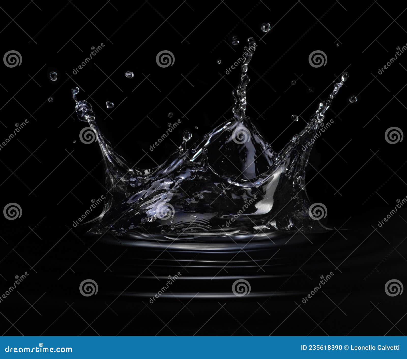 Water Crown Splash. on Black Background. Side View Stock Photo - Image ...