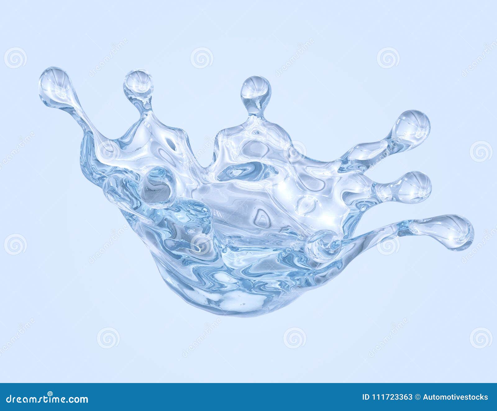 Water Splash with Water Droplets Isolated. 3D Illustration Stock ...