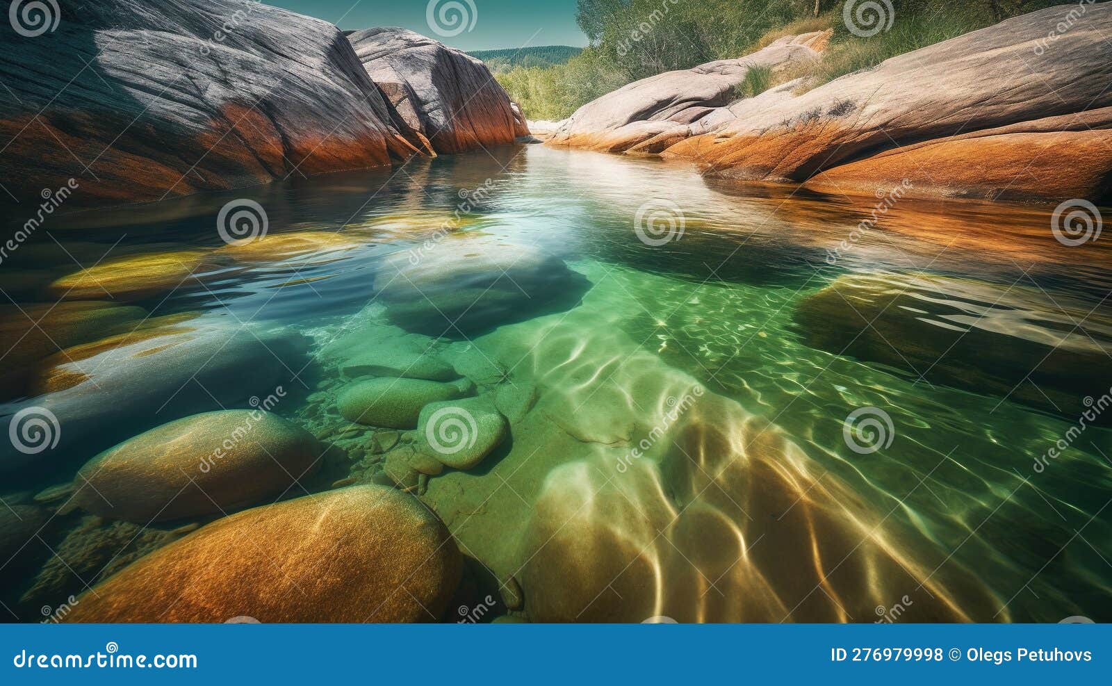 The Water is Crystal Clear and Clear with Rocks in the Background Stock ...