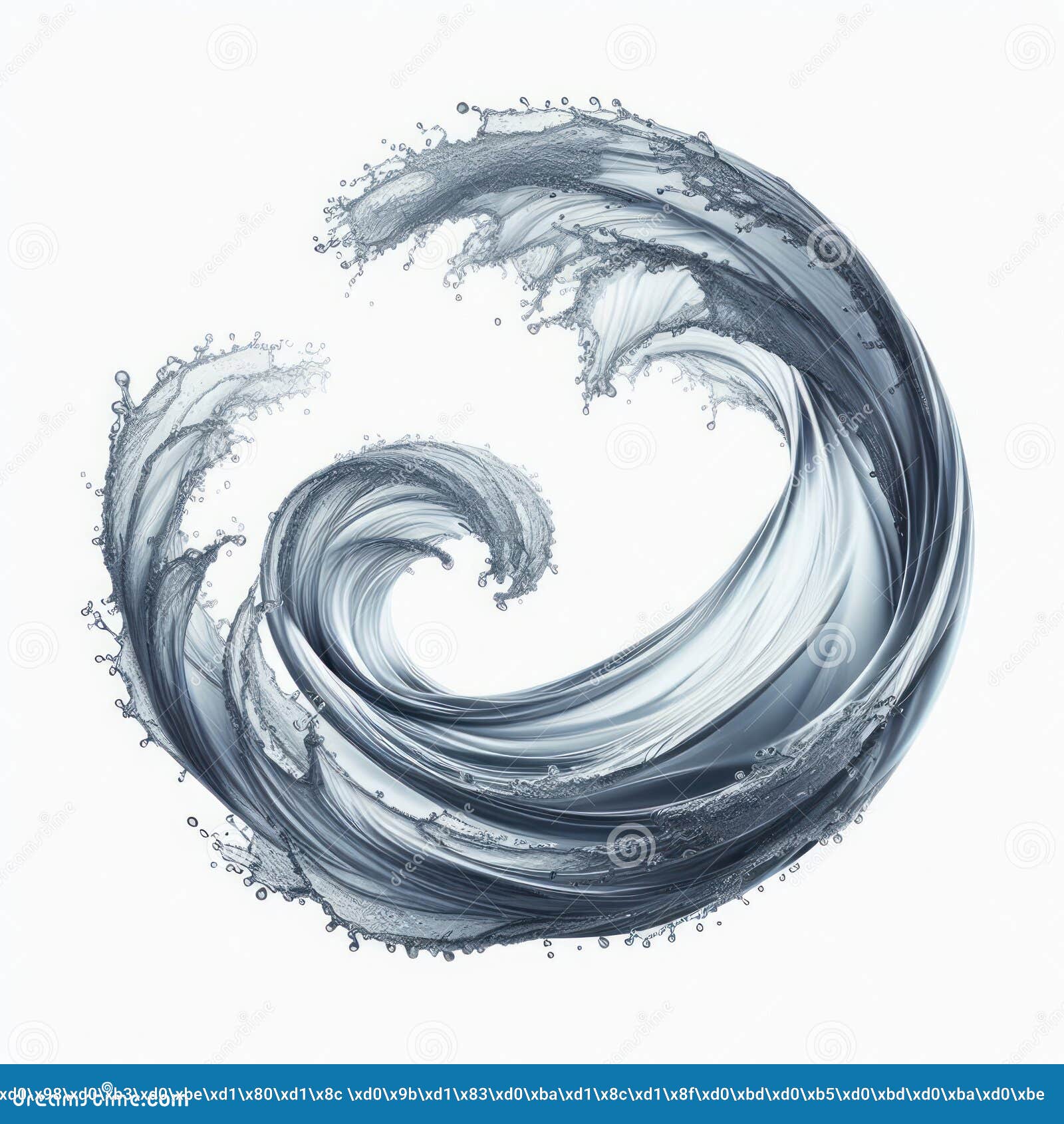 Water Curved Wave on White Background. Ai Generative Stock Illustration ...