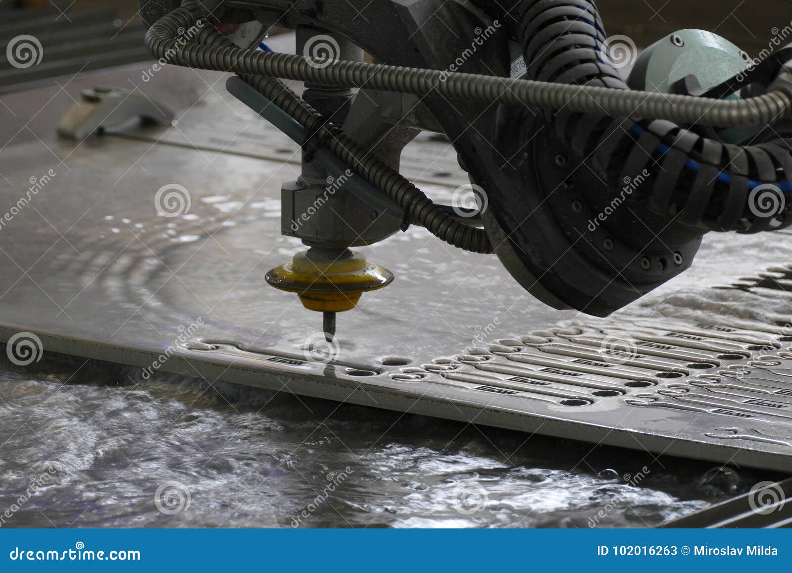 Water Cutting Of Different Materials High Pressure On The Cnc Machine ...