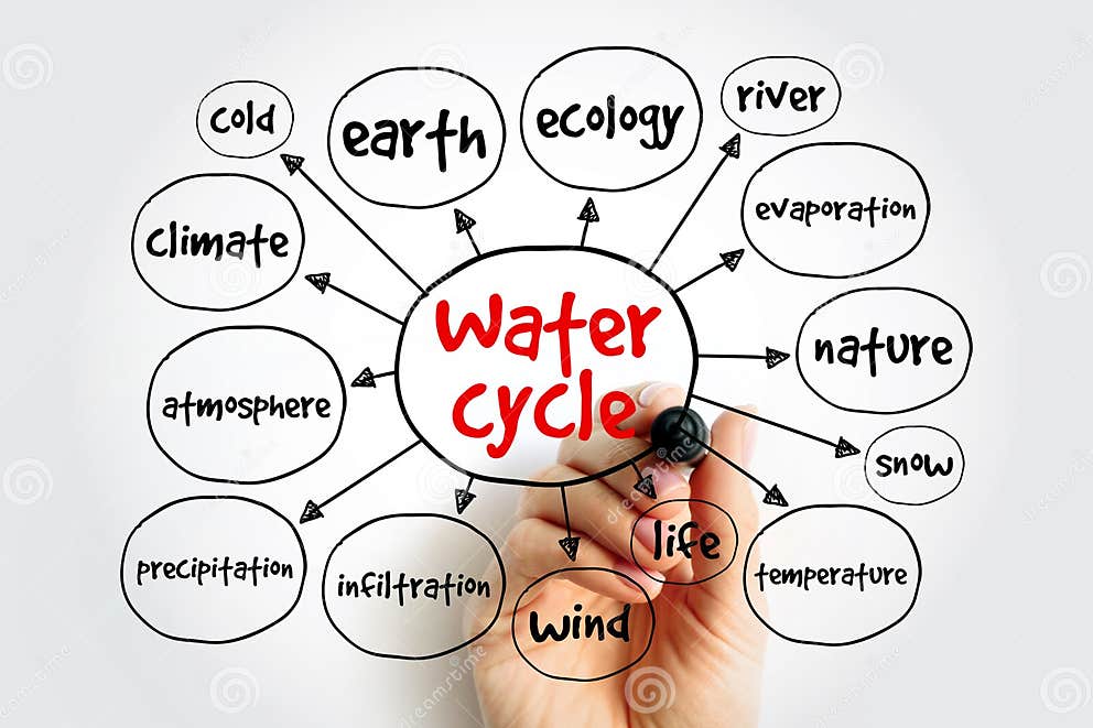 Water Cycle Mind Map, Concept for Presentations and Reports Stock Photo ...