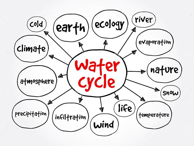 Water Cycle Mind Map, Concept for Presentations and Reports Stock ...