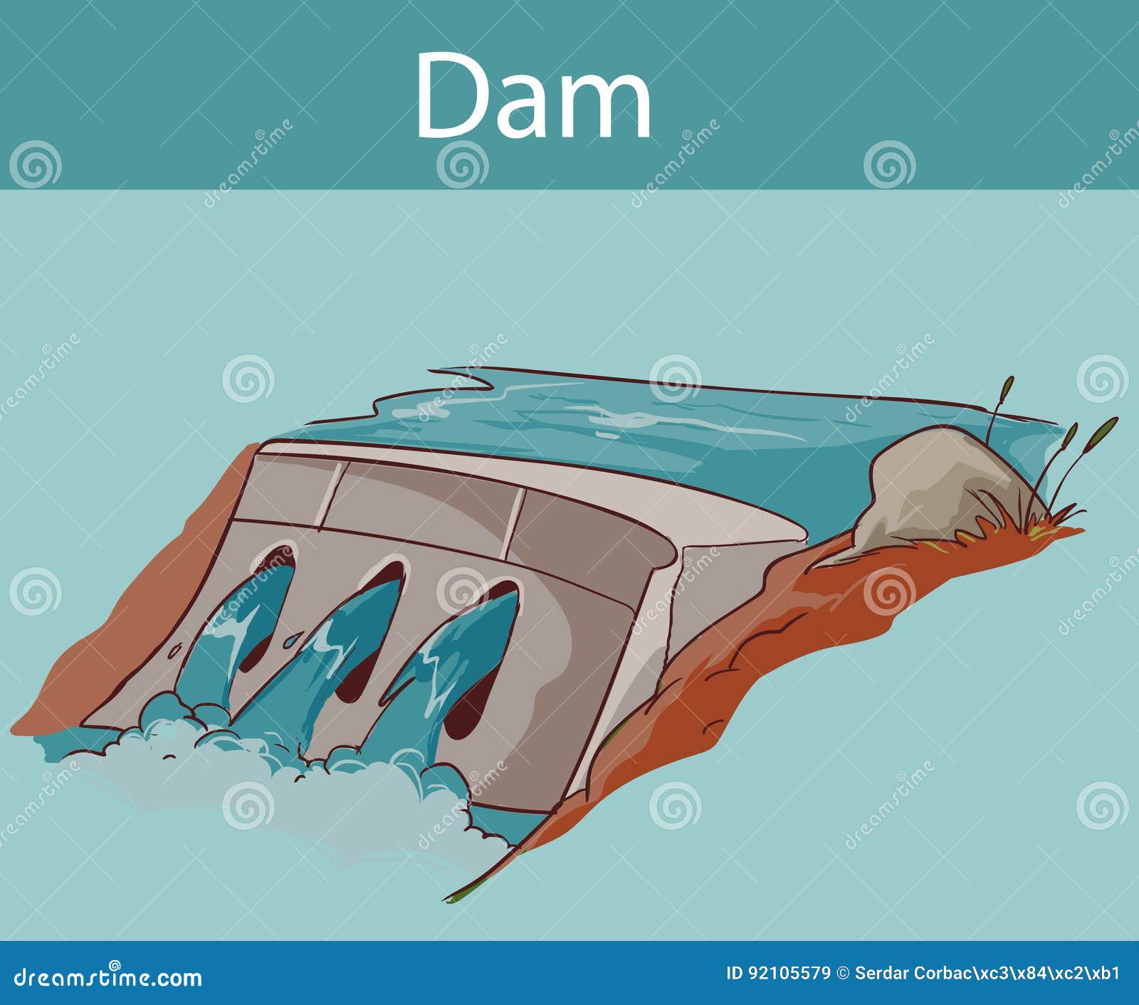 Water Dam Icon in Cartoon Style Stock Vector - Illustration of electric ...