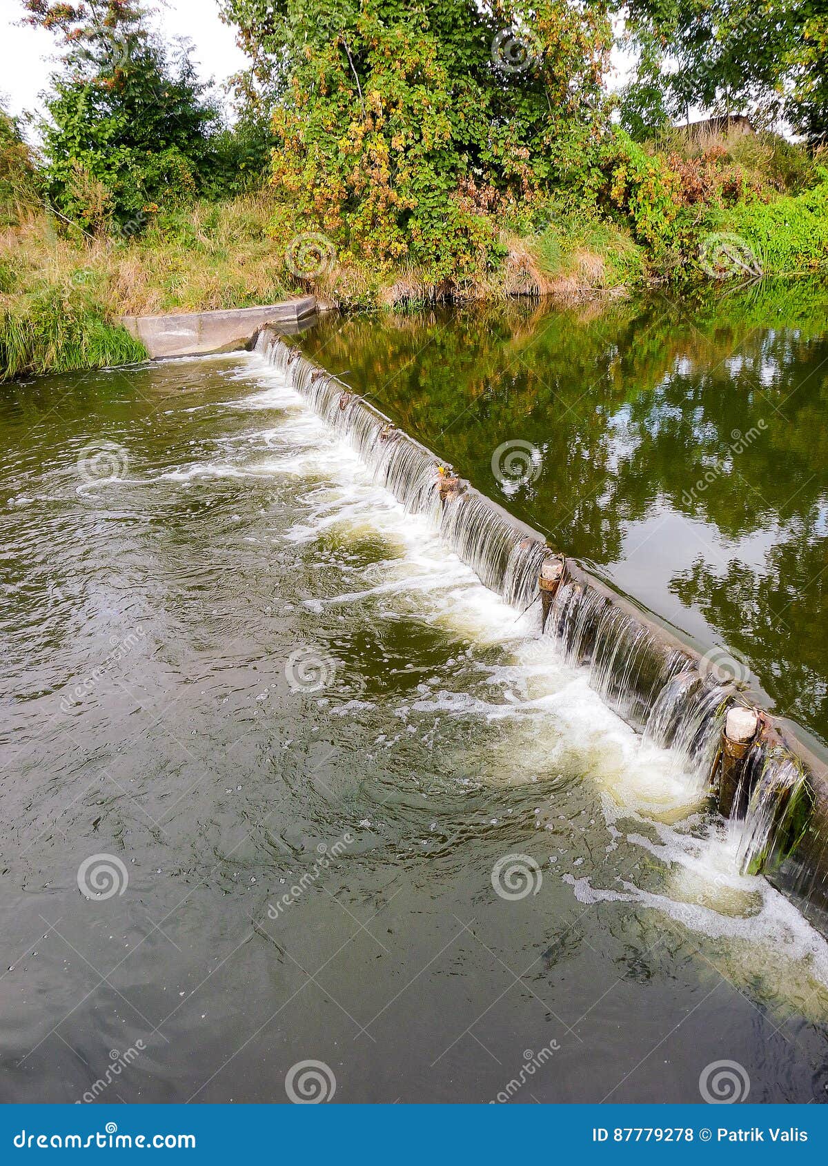 Water dam on the river. stock photo. Image of nature - 87779278