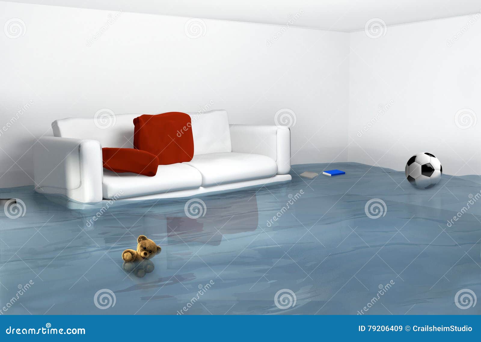 Water Damage Due To High Water in the House Stock Illustration ...