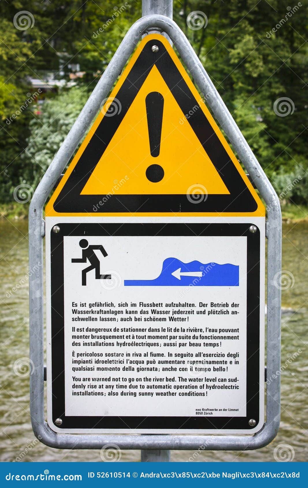 Water Danger Sign - Zurich, Switzerland Stock Photo - Image of warning ...