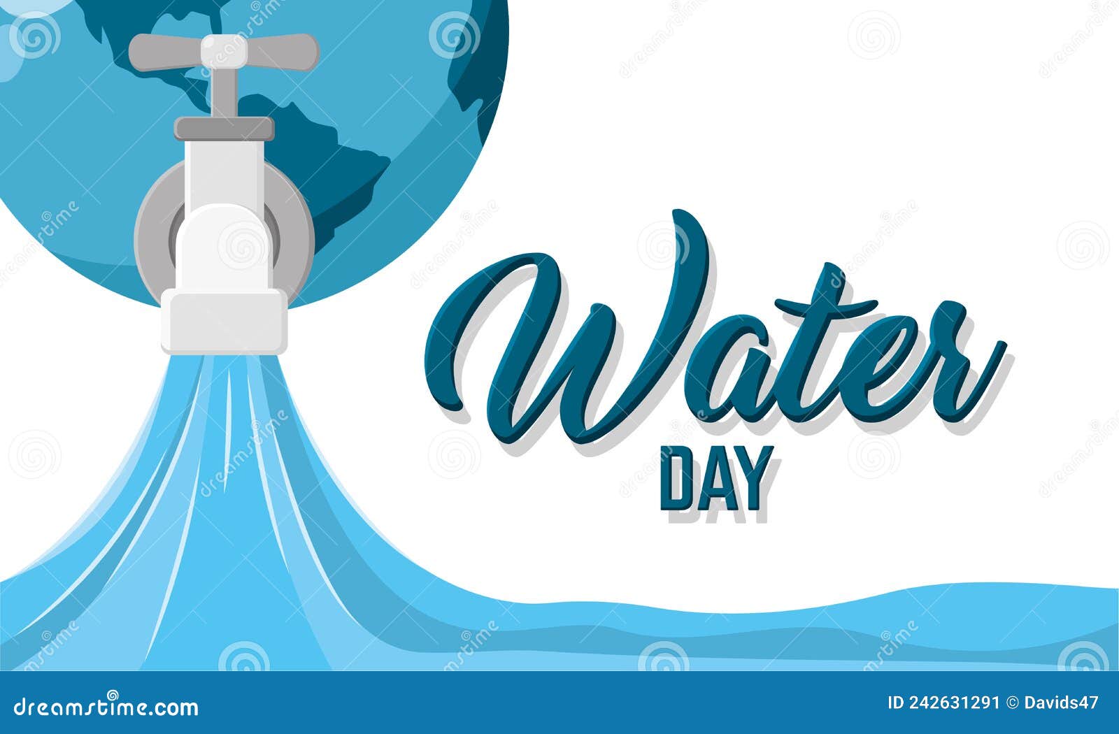 Water Day Template Earth Globe Water Tap Vector Stock Vector ...