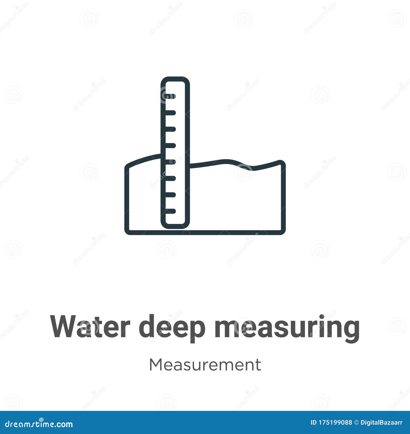 Water Deep Measuring Outline Vector Icon. Thin Line Black Water Deep ...