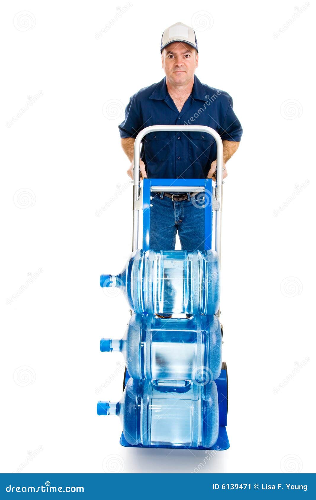 Water Delivery on Hand Truck Stock Image - Image of gallon, handsome ...
