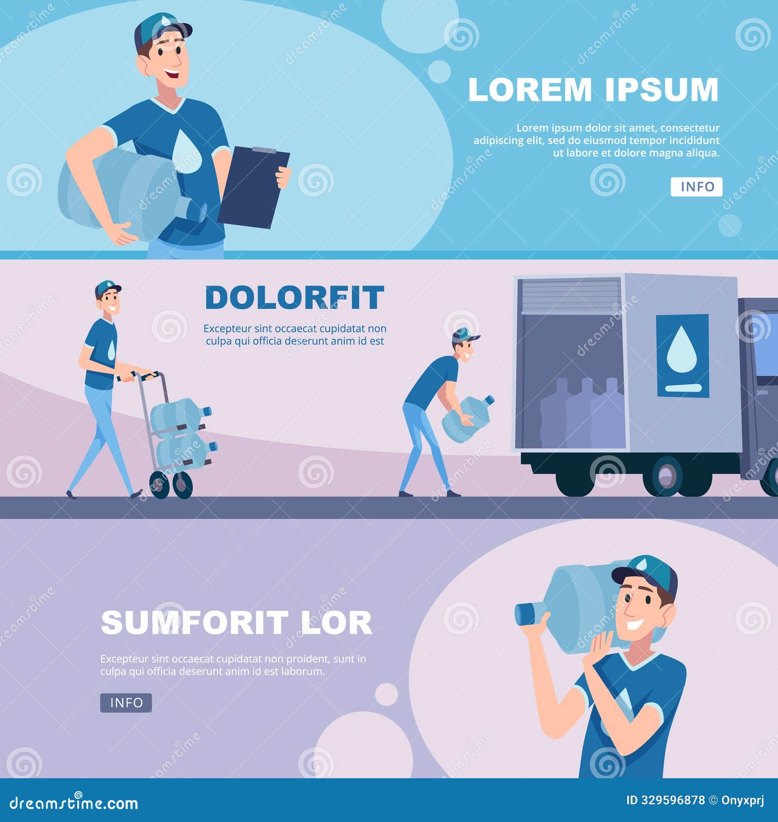 Water Delivery. Service Characters Delivers Water Stock Illustration - Illustration of person ...