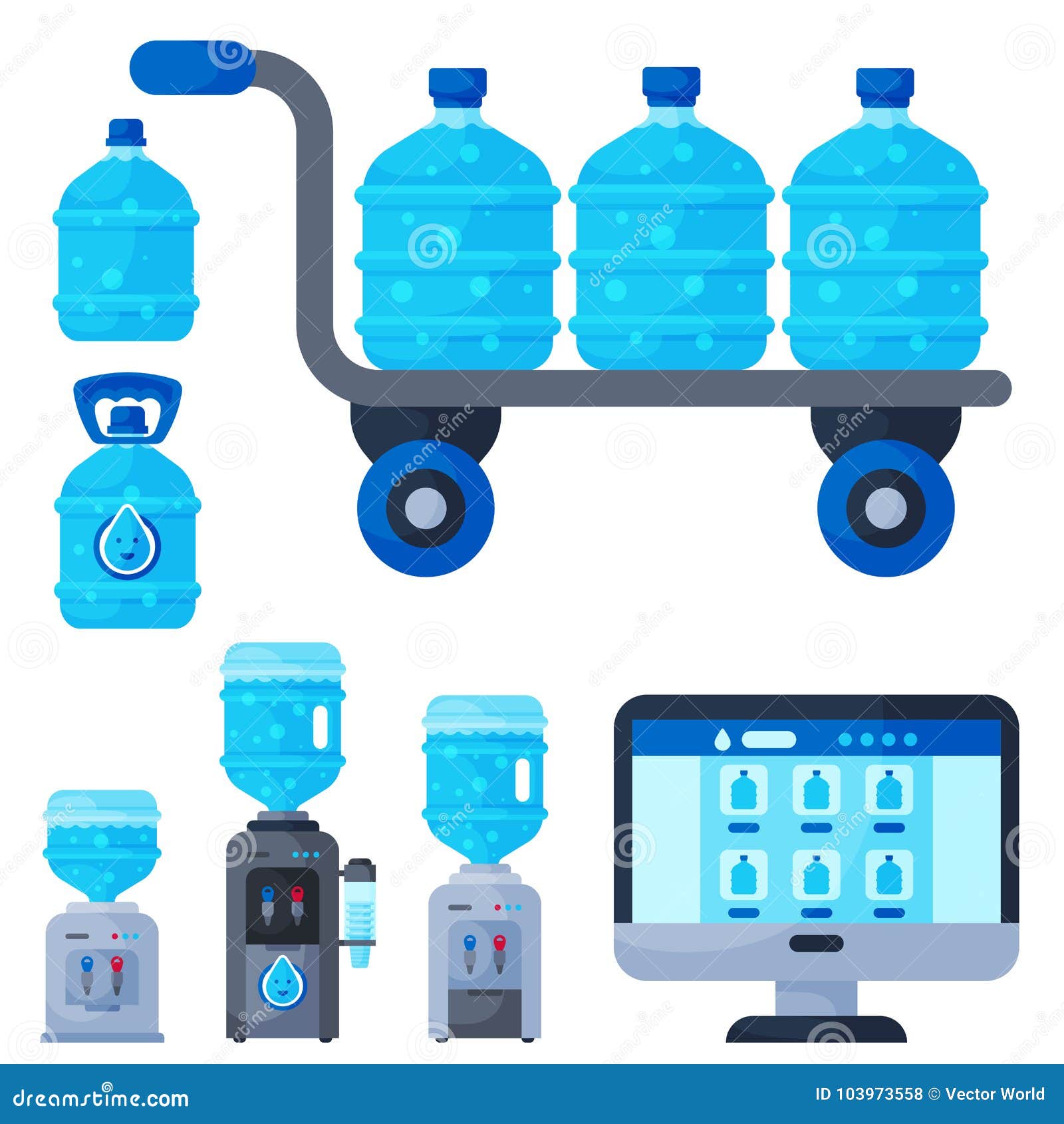 Water Delivery Service Vector Illustration, Cartoon Process Of ...