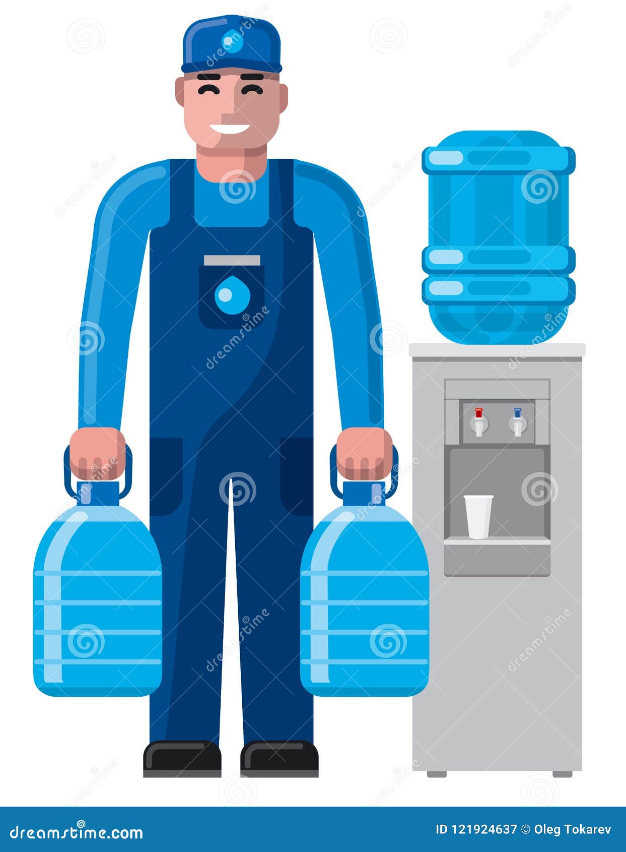 Water delivery service man stock vector. Illustration of isolated ...