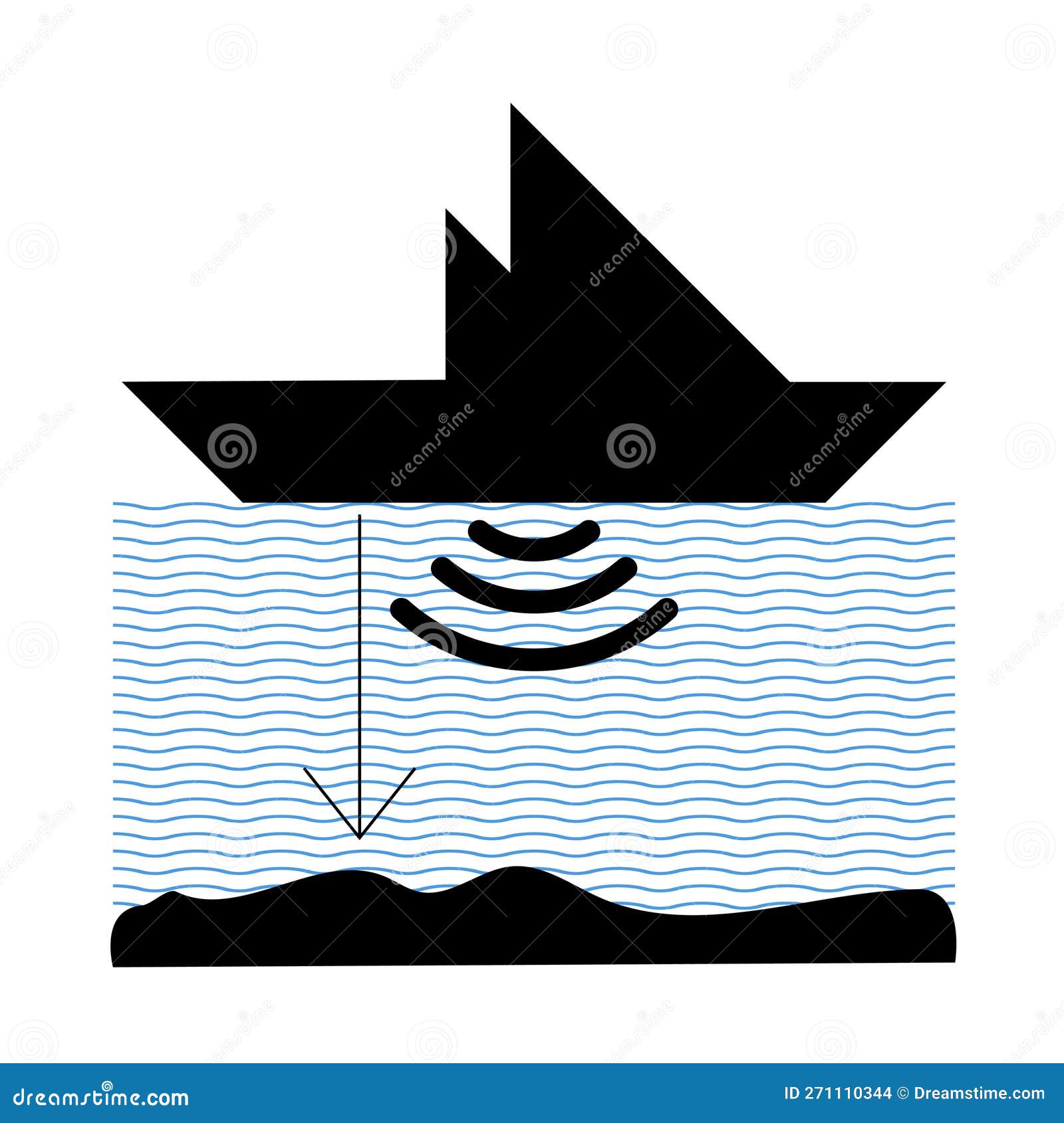 Water Depth Icon, Measure the Depth of Shallow Waters Vector Stock ...