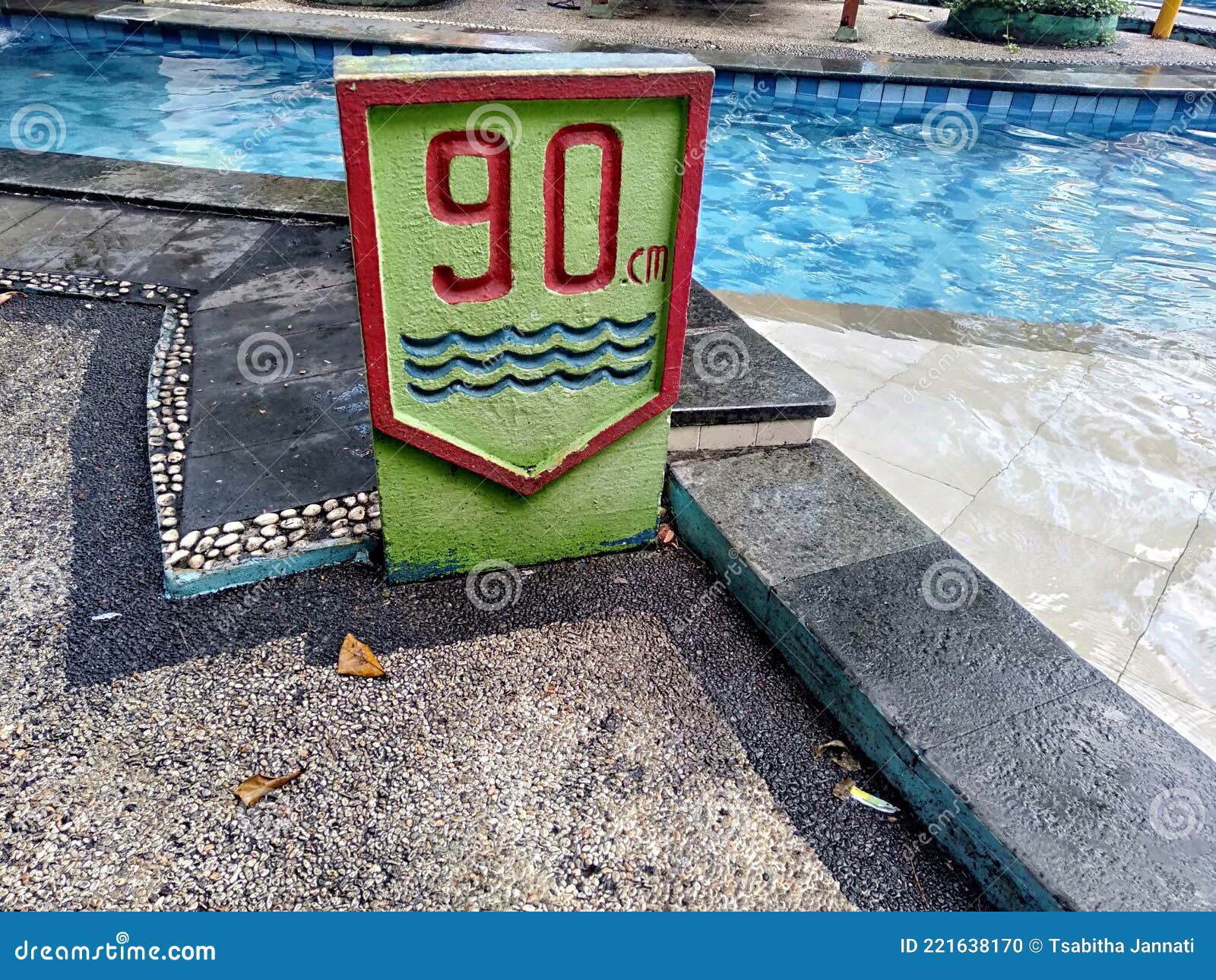 Water Depth Sign at the Edge of Swimming Pool. Stock Photo - Image of ...