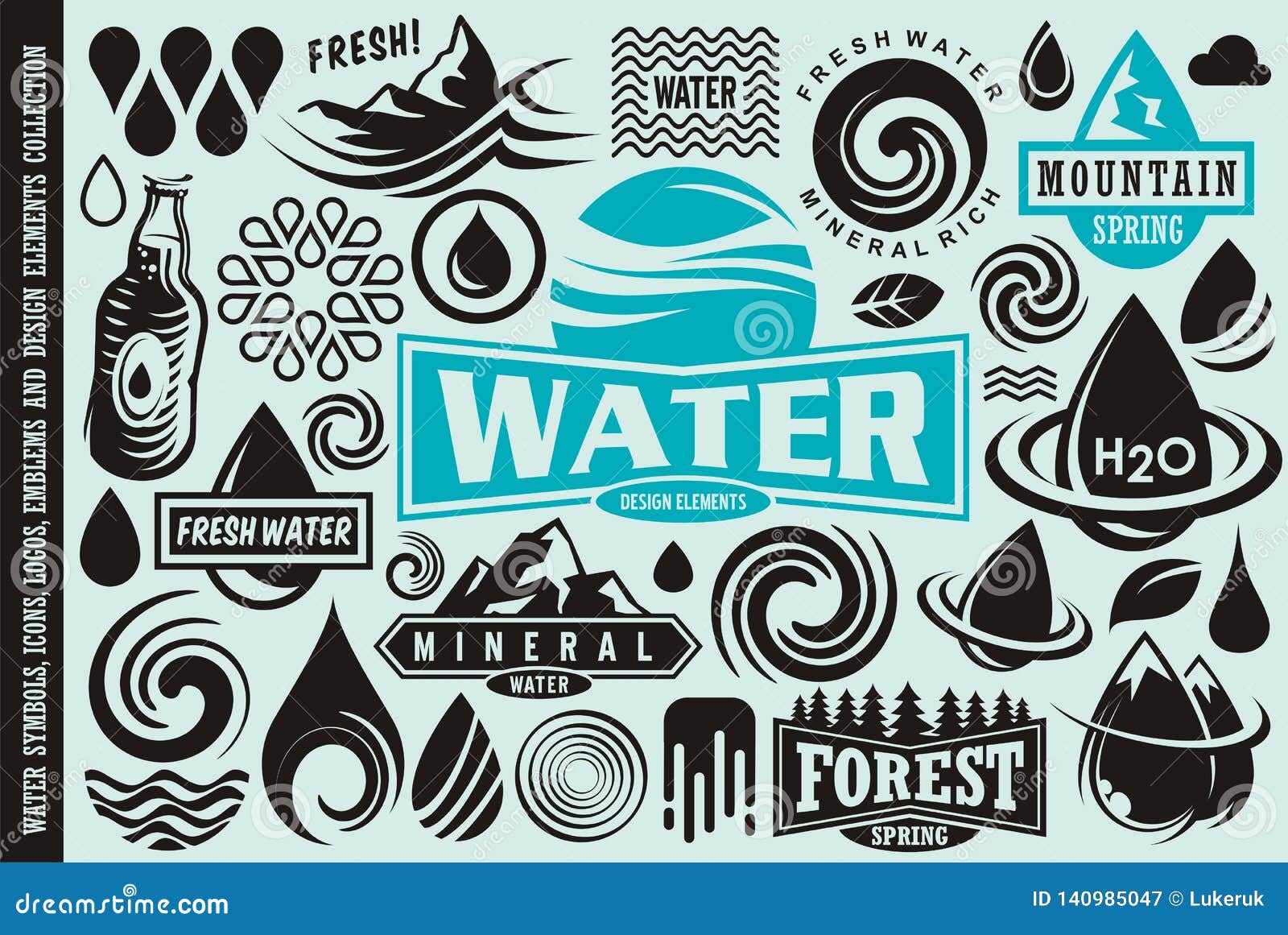 Water Design Elements Collection. Stock Vector - Illustration of logos ...