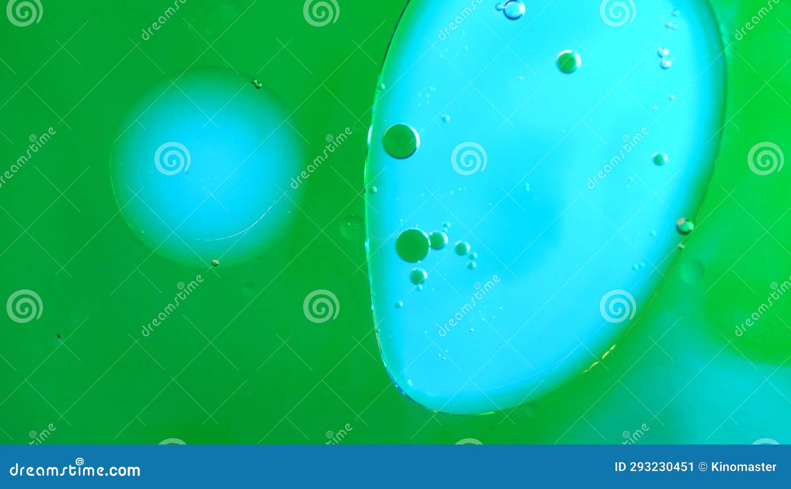 Green Colored Water Surface with Clear Oil Droplets Mixing Together ...