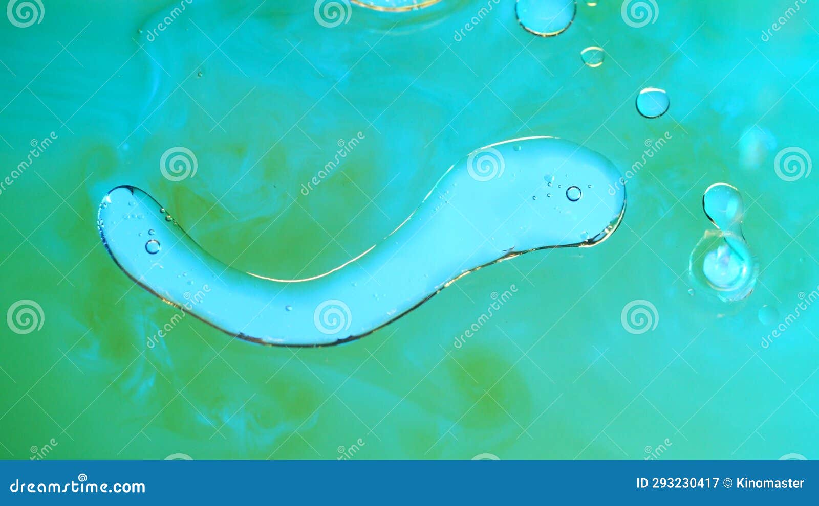 Natural Green Colored Water Surface with Oil Drop Floating and Mixing ...