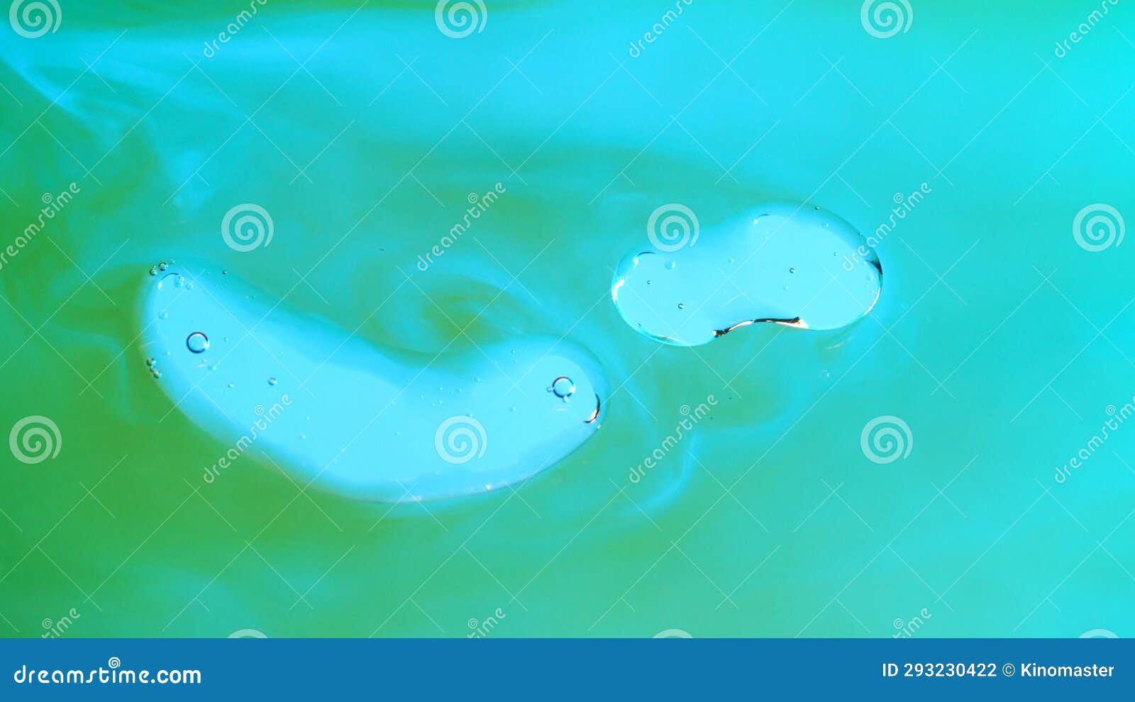Natural Green Colored Water Surface with Blurred Oil Drop Floating ...