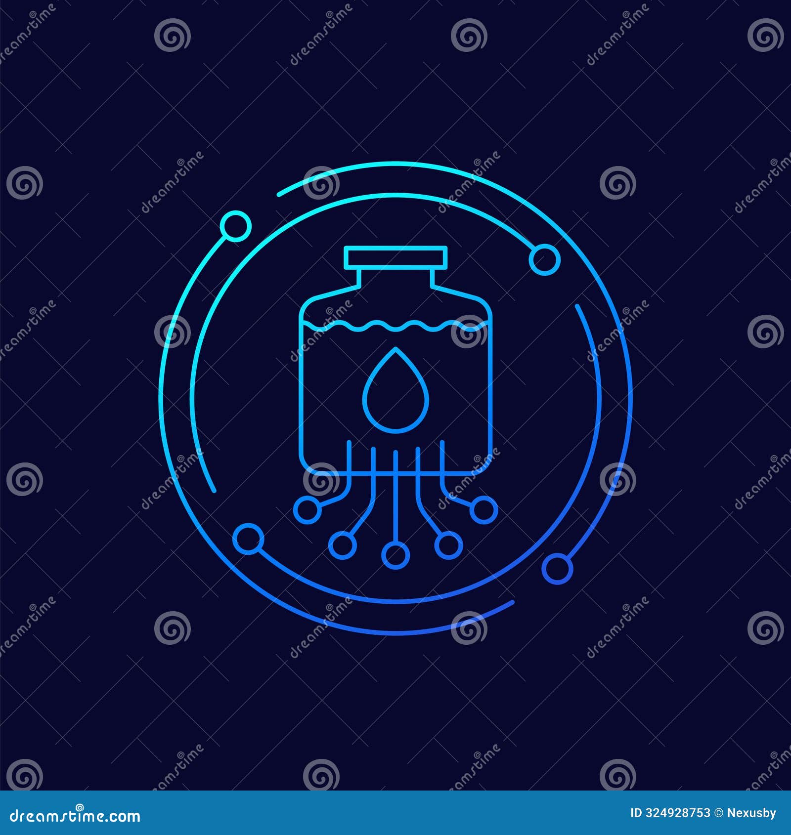 Water Distribution System Icon, Linear Design Stock Illustration ...