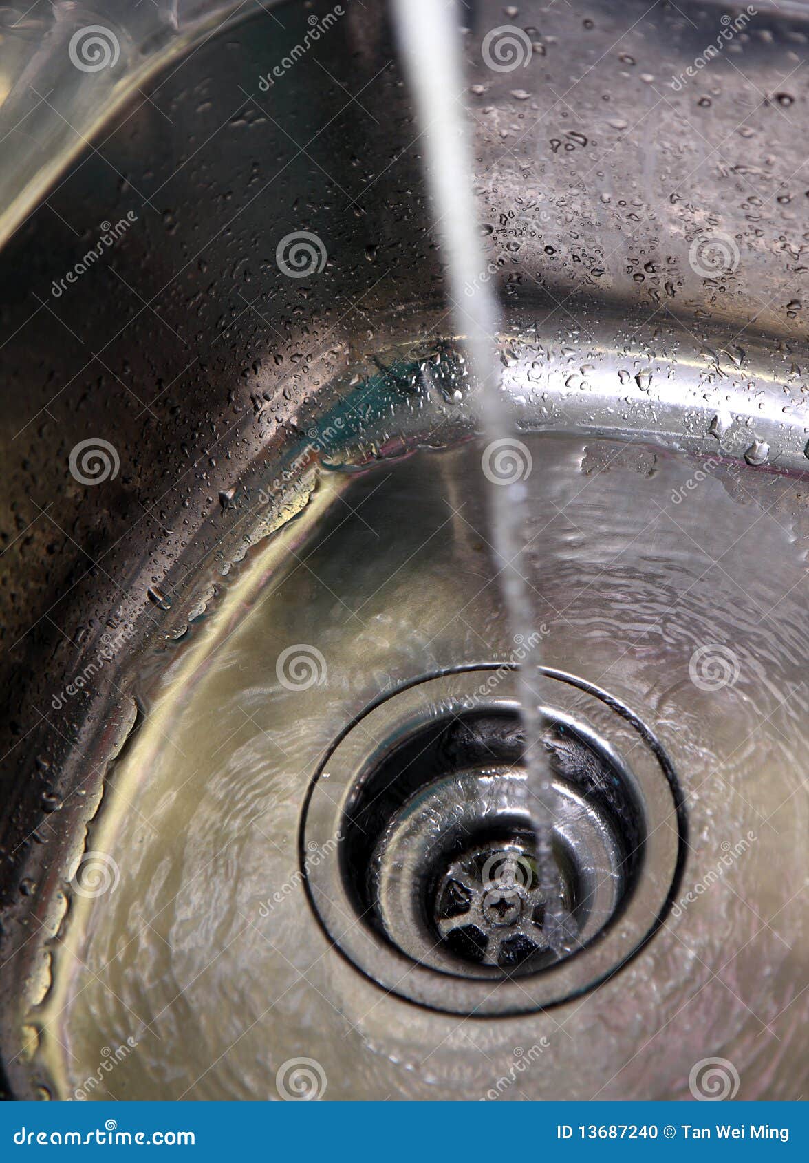 Water Down the Drain stock photo. Image of wasteful, flow - 13687240
