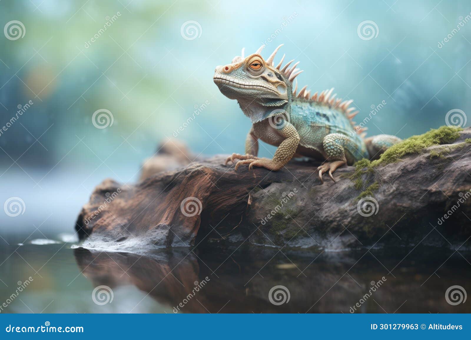 Water Dragon Basking on a Rock Stock Image - Image of generated, nature ...