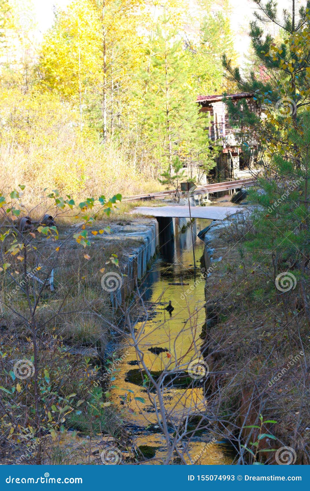 Water Drain System of Old Quarry, Gutter at the Bottom of the Quarry ...