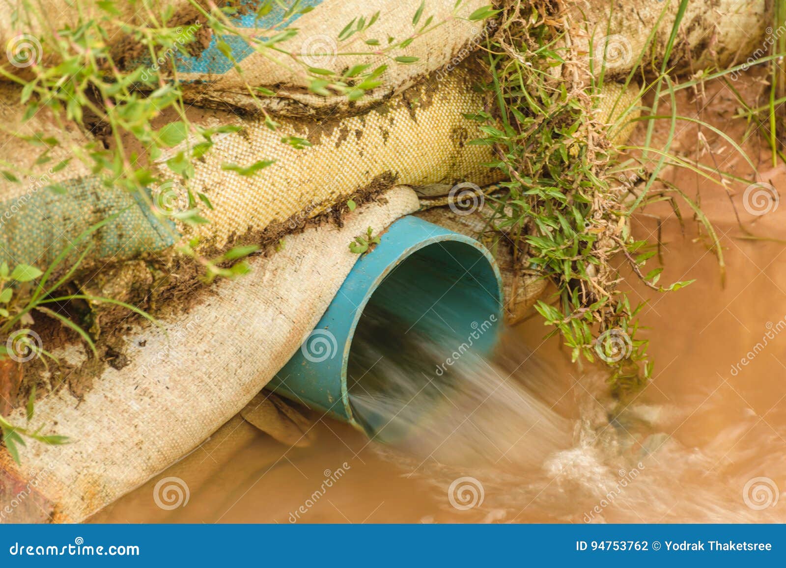 Water Draining Out of Pipes Stock Photo - Image of equipment, blue ...