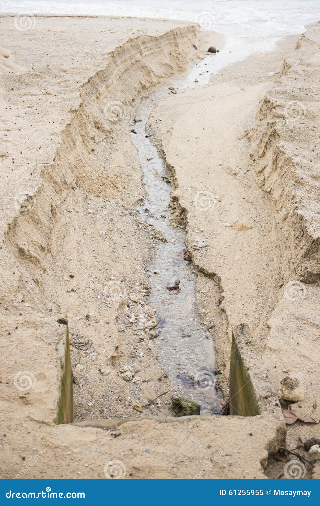Water drian on the sand stock image. Image of sand, water - 61255955