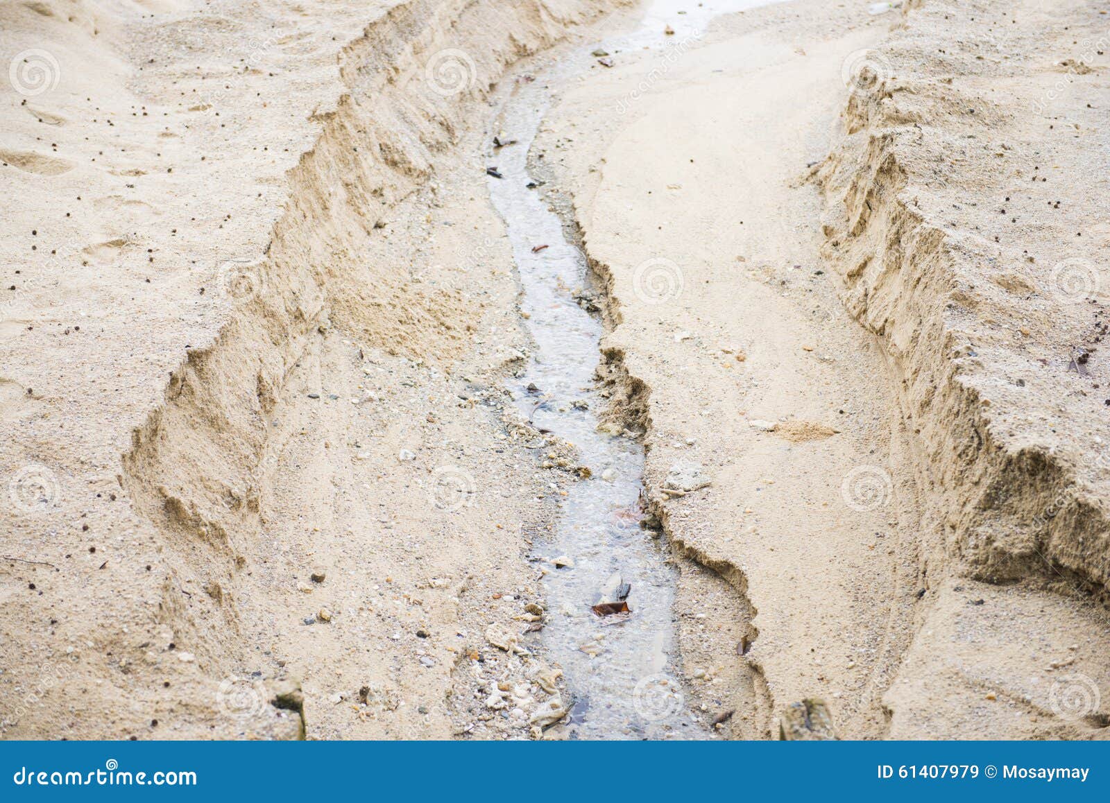 Water drian on the sand stock image. Image of waste, nature - 61407979