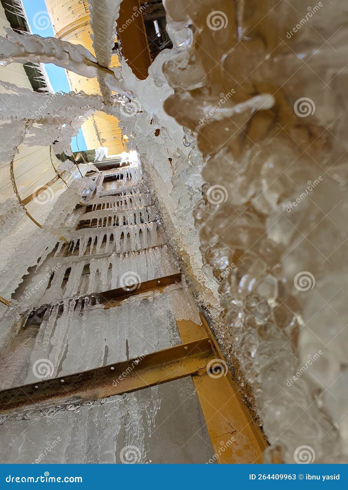 Water Dripped Down the Industrial Steps Which Then Froze Stock Image ...