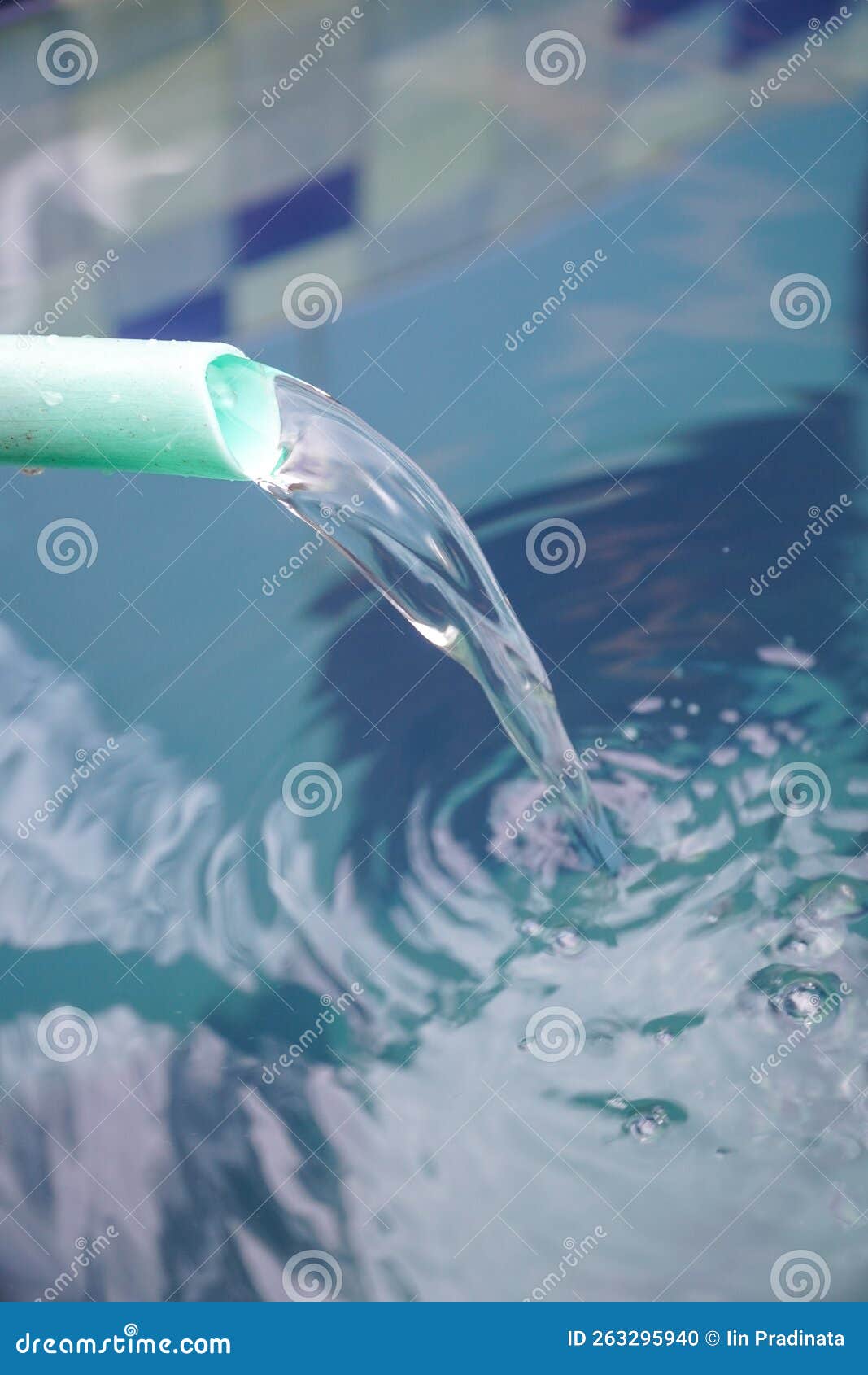 Water Dripping Down the Pool from a Plastic Hose Stock Photo - Image of ...