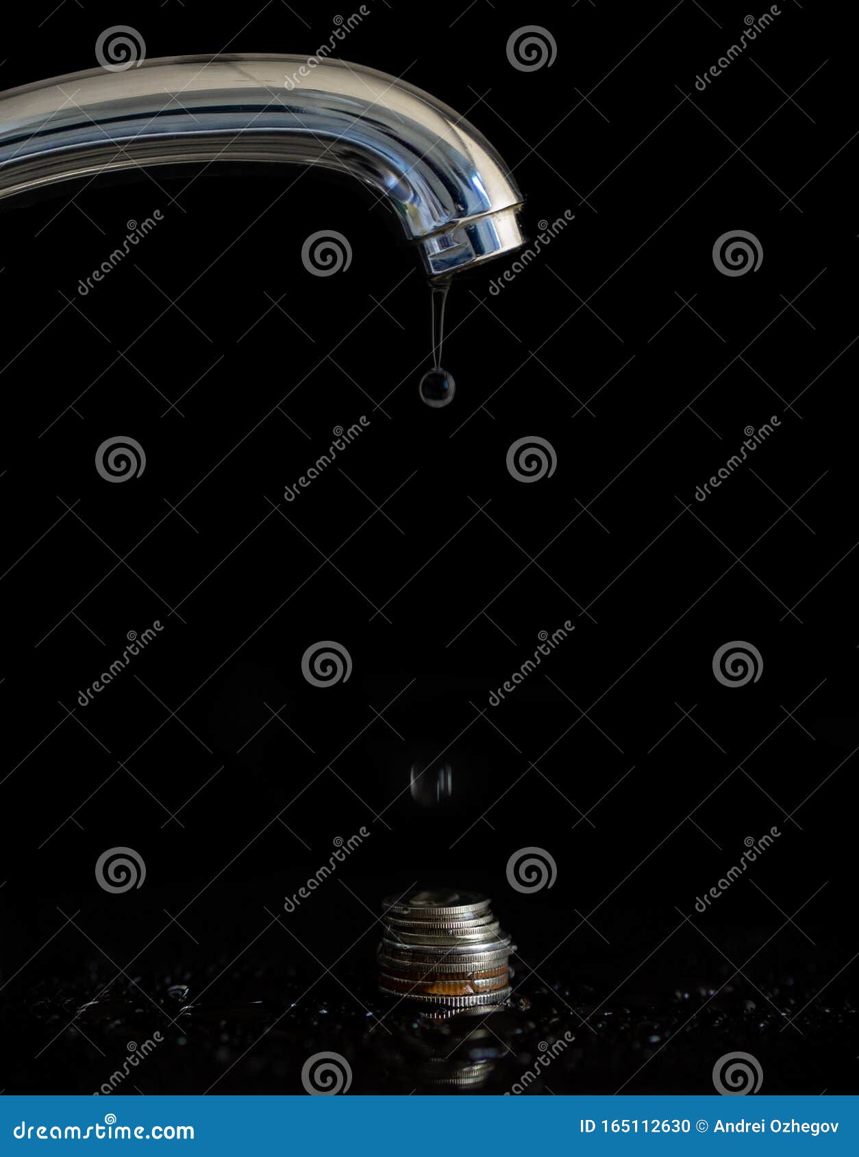 Water Dripping from a Faucet for Money Stock Photo - Image of closeup ...