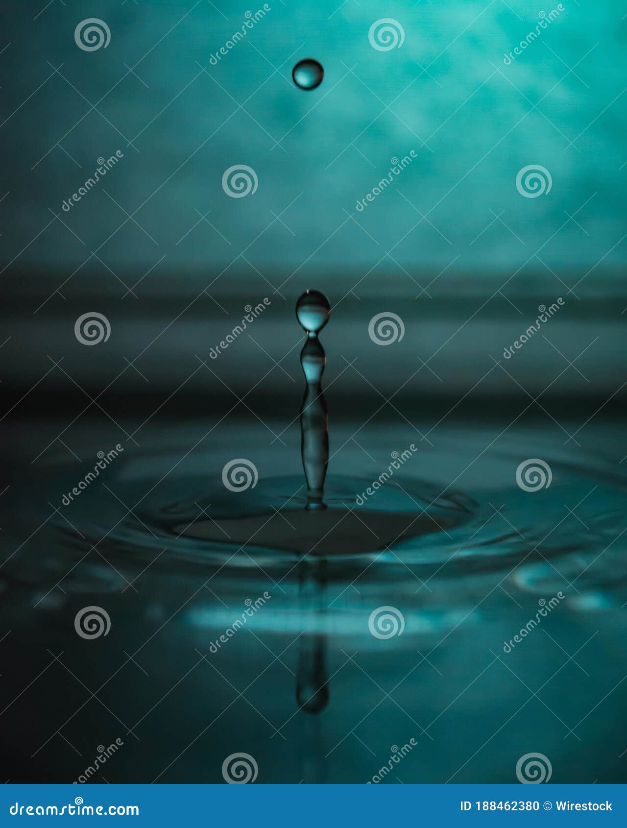 Water Dripping and Splashing with a Blue Effect Stock Photo - Image of ...