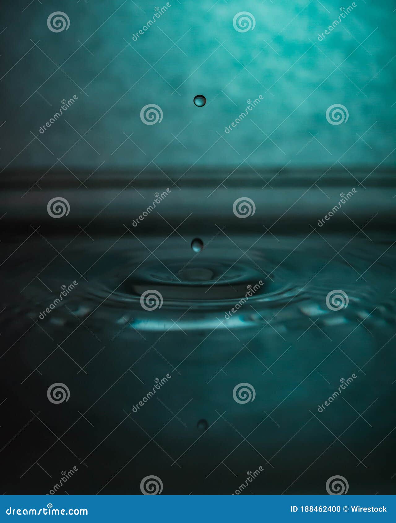 Water Dripping and Splashing with a Blue Effect Stock Photo - Image of ...