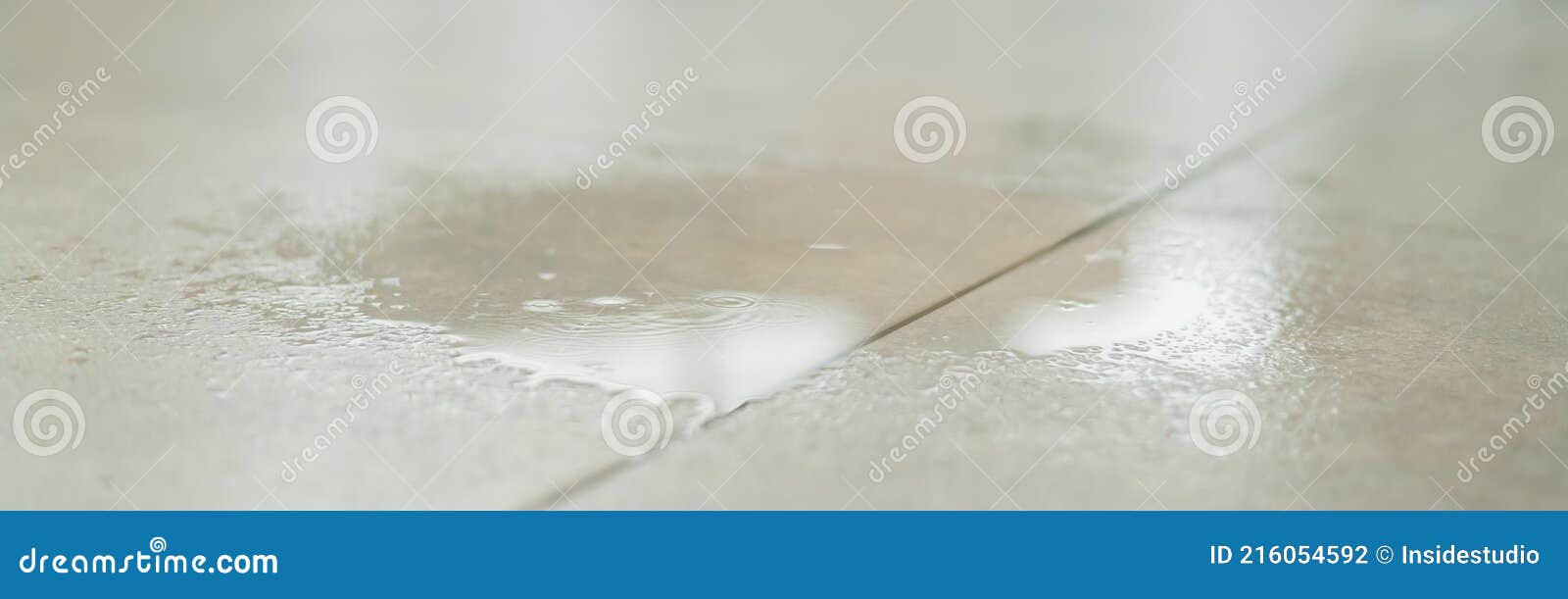 Water Drips Onto the Tiled Floor. Stock Photo - Image of coating ...