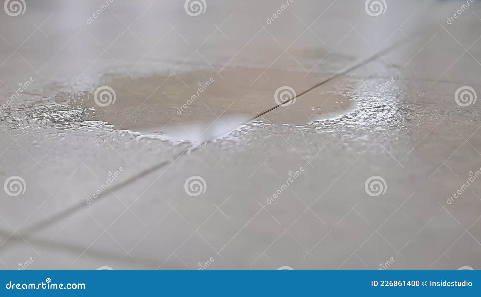 Water Drips Onto the Tiled Floor. Stock Photo - Image of insurance ...