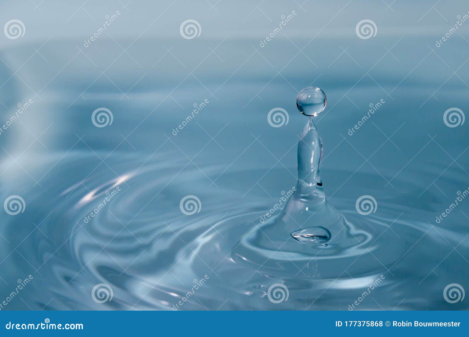 Water Drop Art. Water Droplet Splashes into the Water and Creates ...