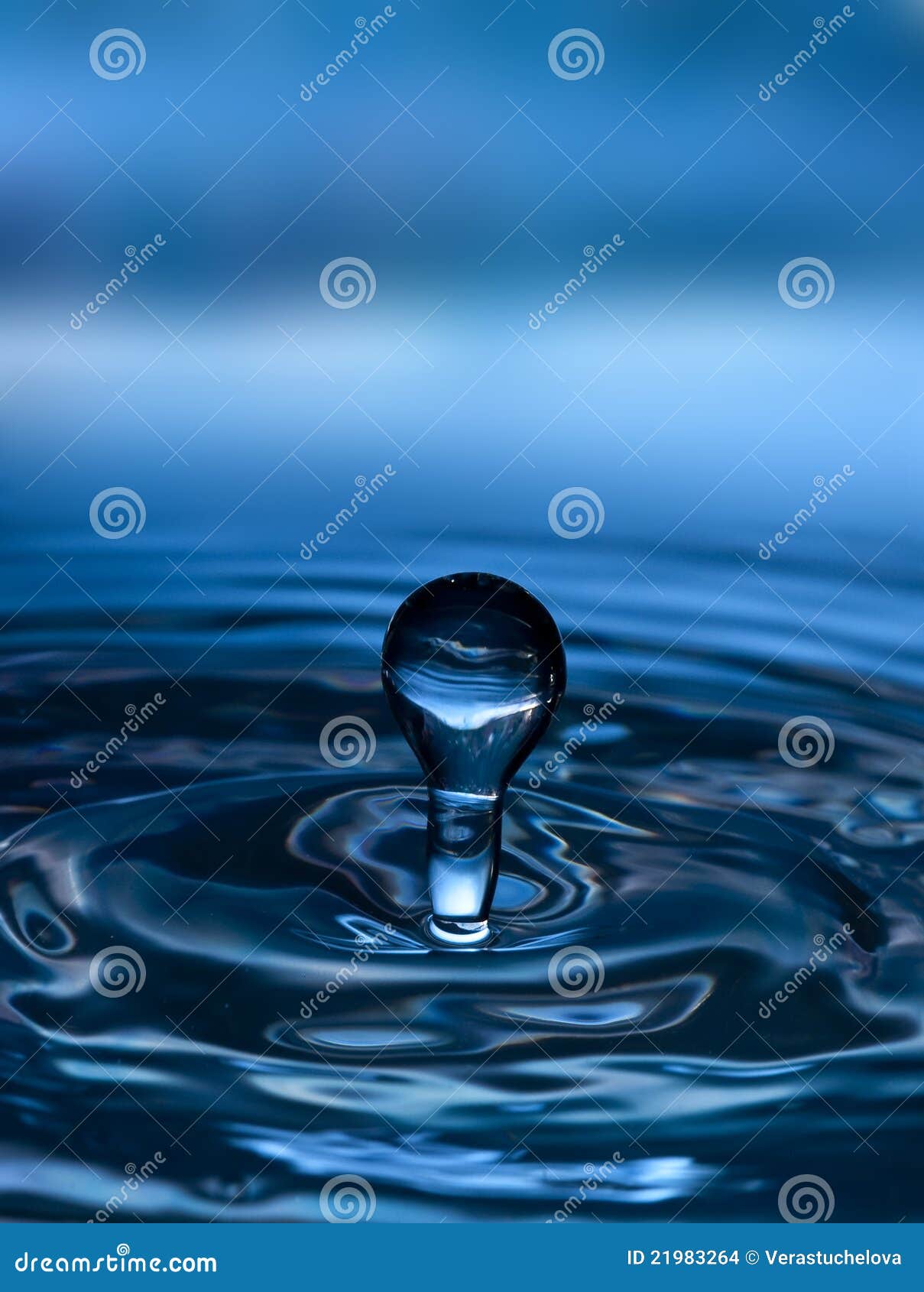Water Drop on Blue Background Stock Photo - Image of health ...