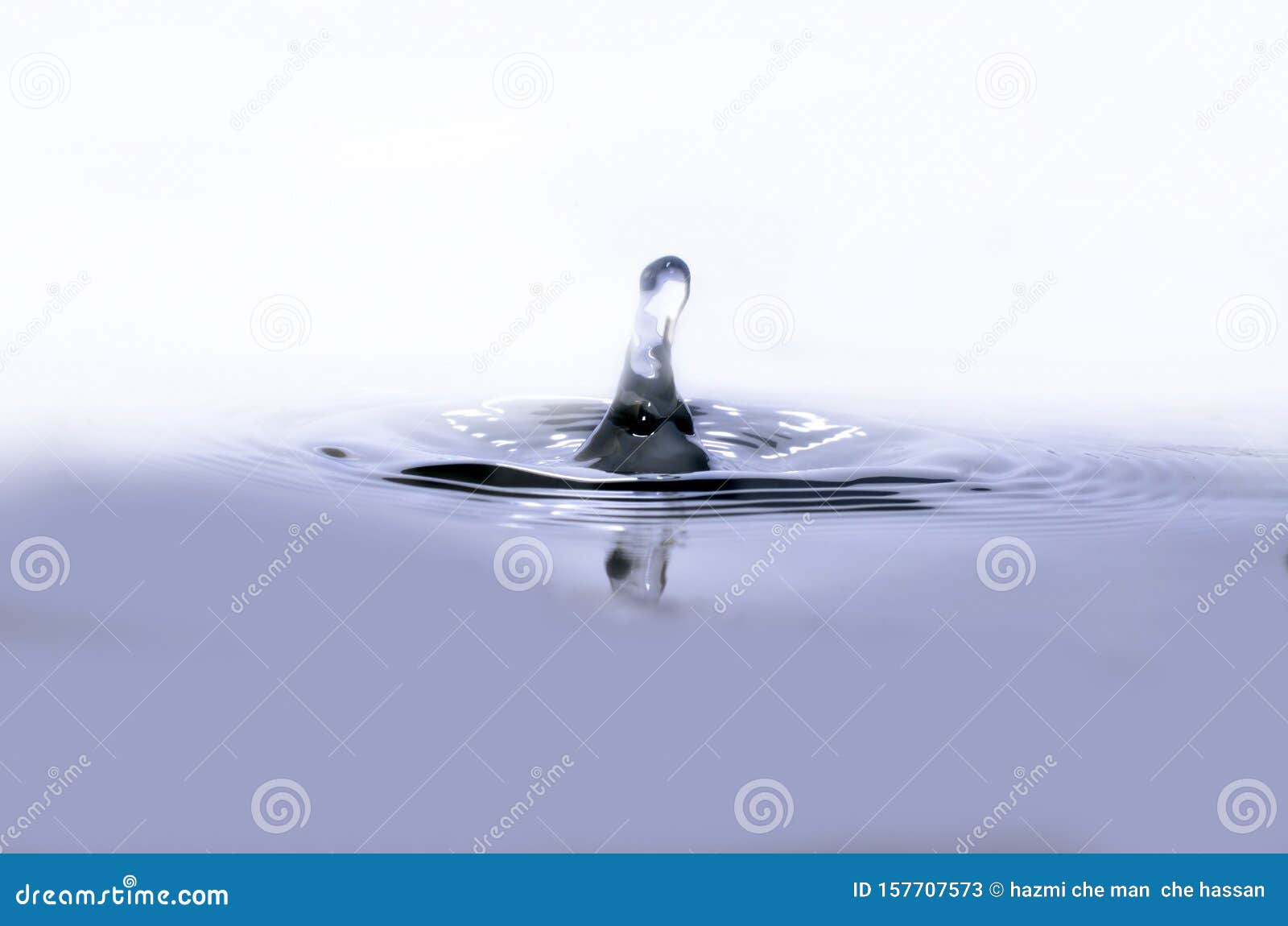 Water Drop on Blue Calm Water Background Stock Image - Image of white ...