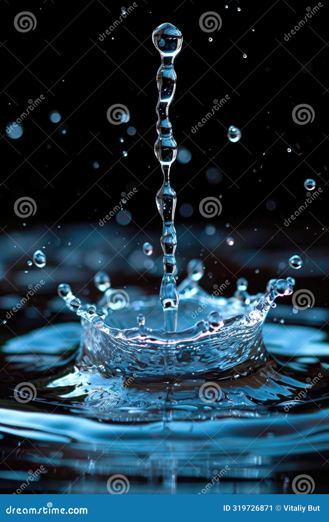 Water Drop Falling into Body of Water. Generative AI. Stock Image ...