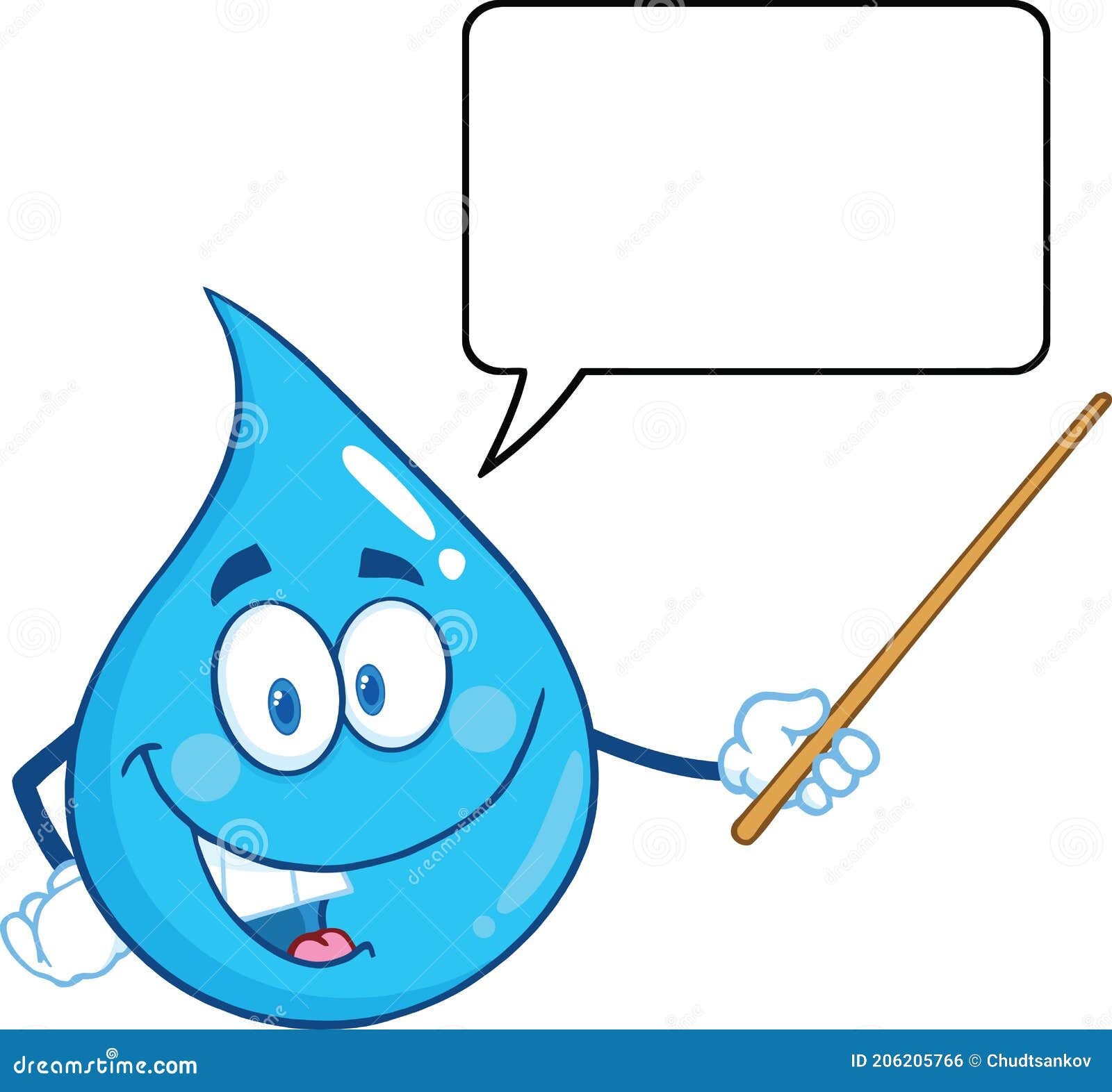Water Drop Character Holding a Pointer with Speech Bubble Stock Vector ...