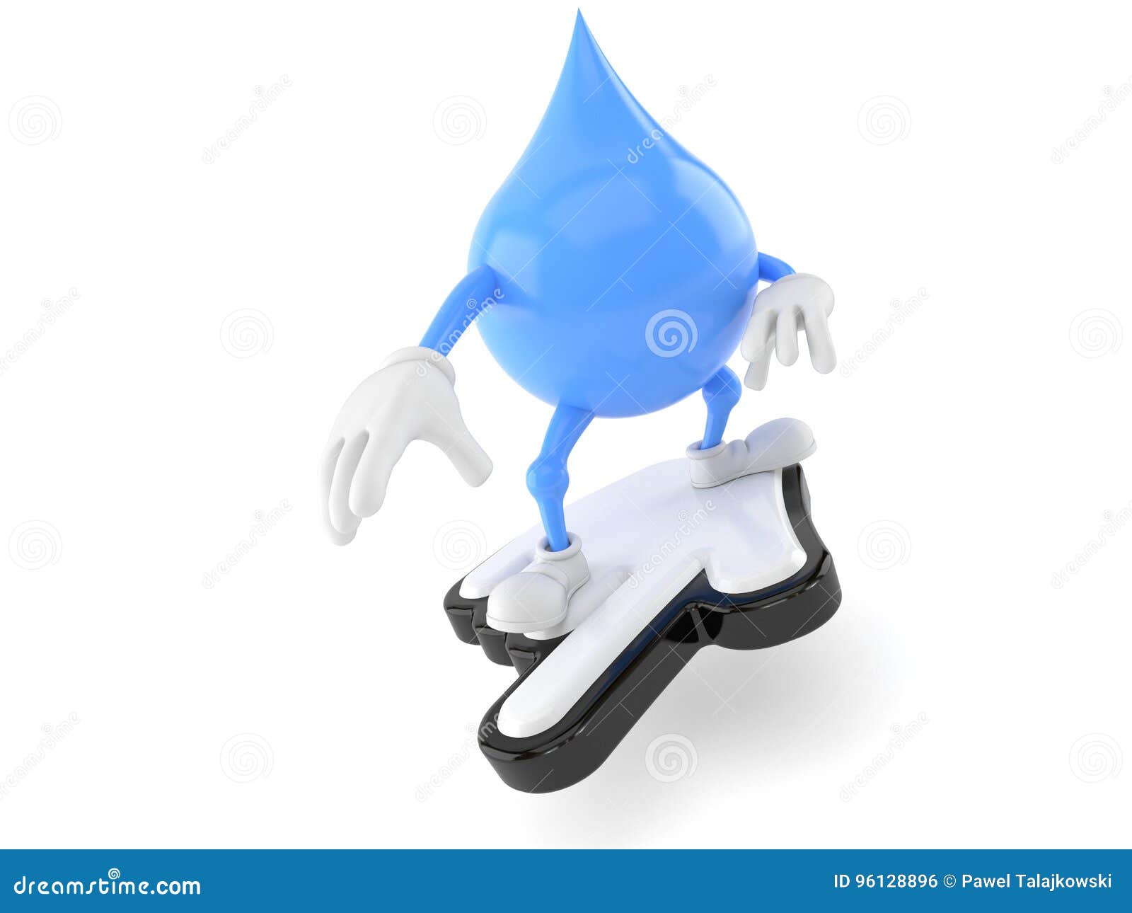 Water Drop Character Surfing on Cursor Stock Illustration ...