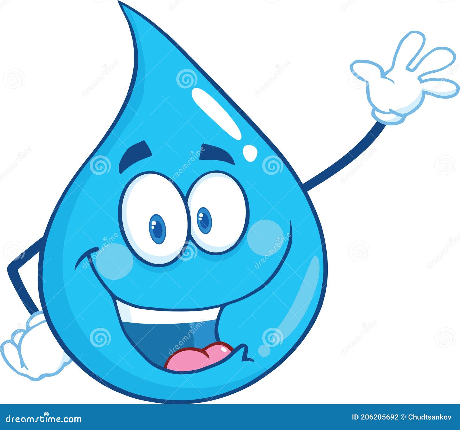 Water Drop Character Waving for Greeting Stock Vector - Illustration of ...